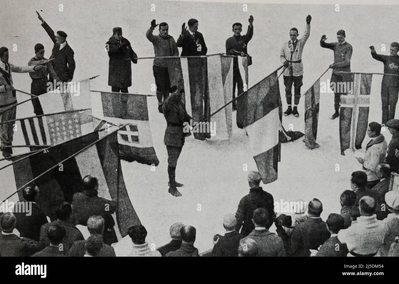 Eng translation : " THE OLYMPIC OATH IN CHAMONIX The flag bearers of ...