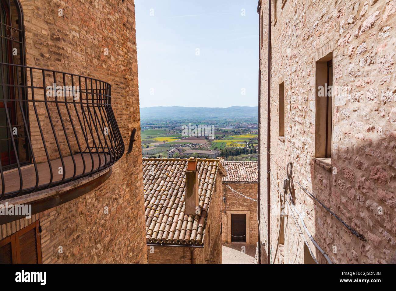 Panoramic view of the ancient houses of Assisi. View of the Umbrian ...