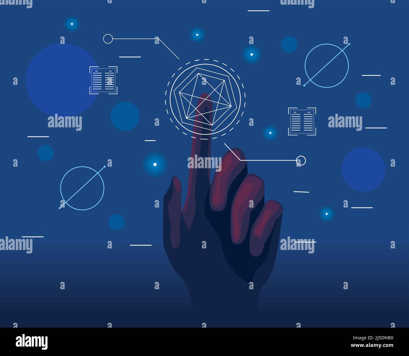 finger touching tech figures Stock Vector Image & Art - Alamy