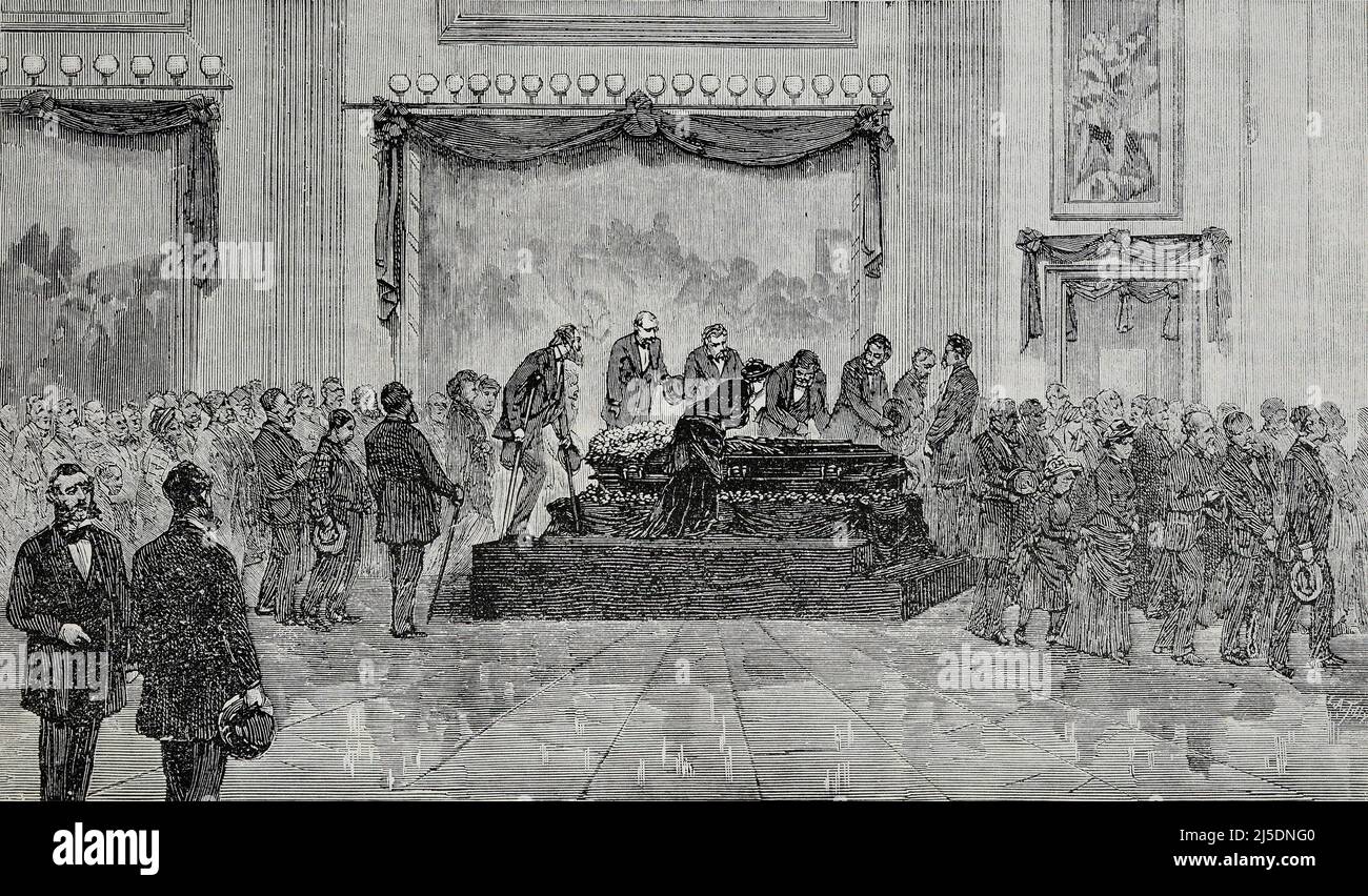 Eng translation : " THE FUNERAL OF MR. GARFIELD. — EXHIBITION OF THE ...