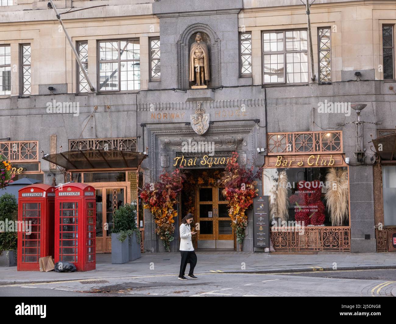 London, UK-29.10.21: Thai Square restaurant on Trafalgar Square. Thai ...