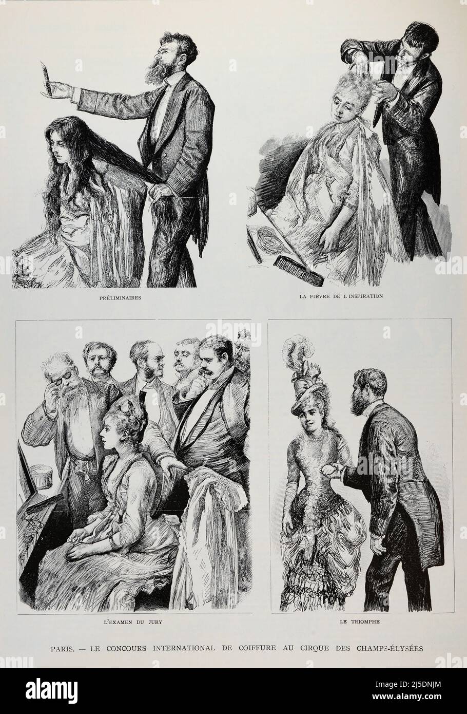 Eng translation : " PARIS. — THE INTERNATIONAL HAIRDRESSING COMPETITION ...