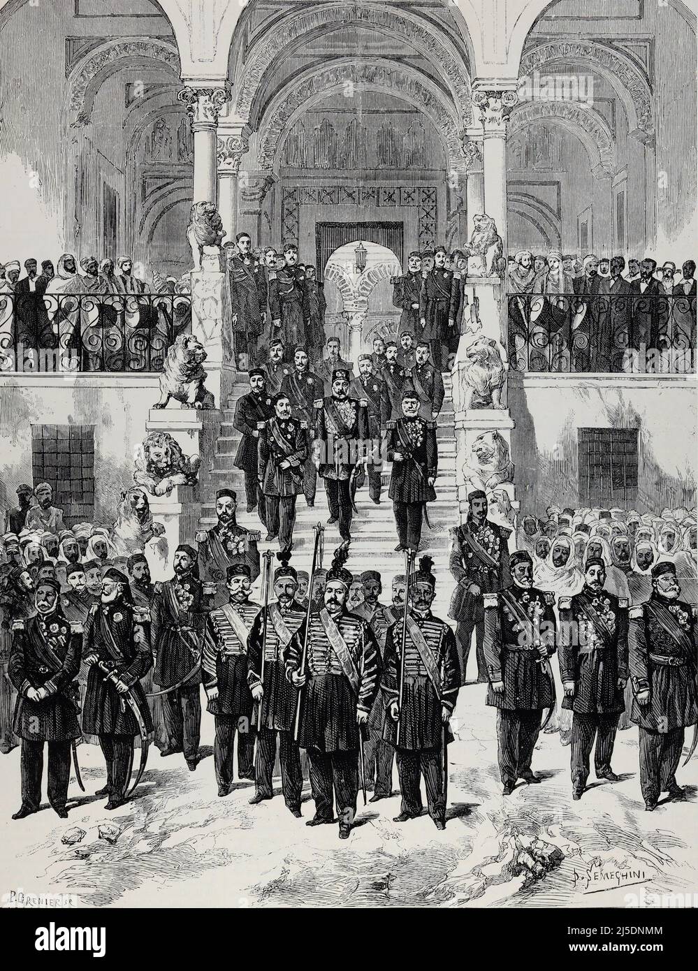 Eng translation : " THE BEY OF TUNIS; SURROUNDED BY HIS GREAT ...