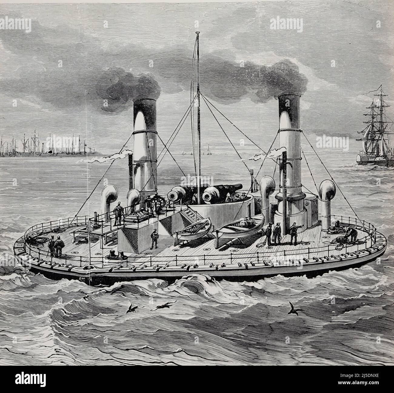 Eng translation : " The ‘Novgorod’, Russian circular monitor ...