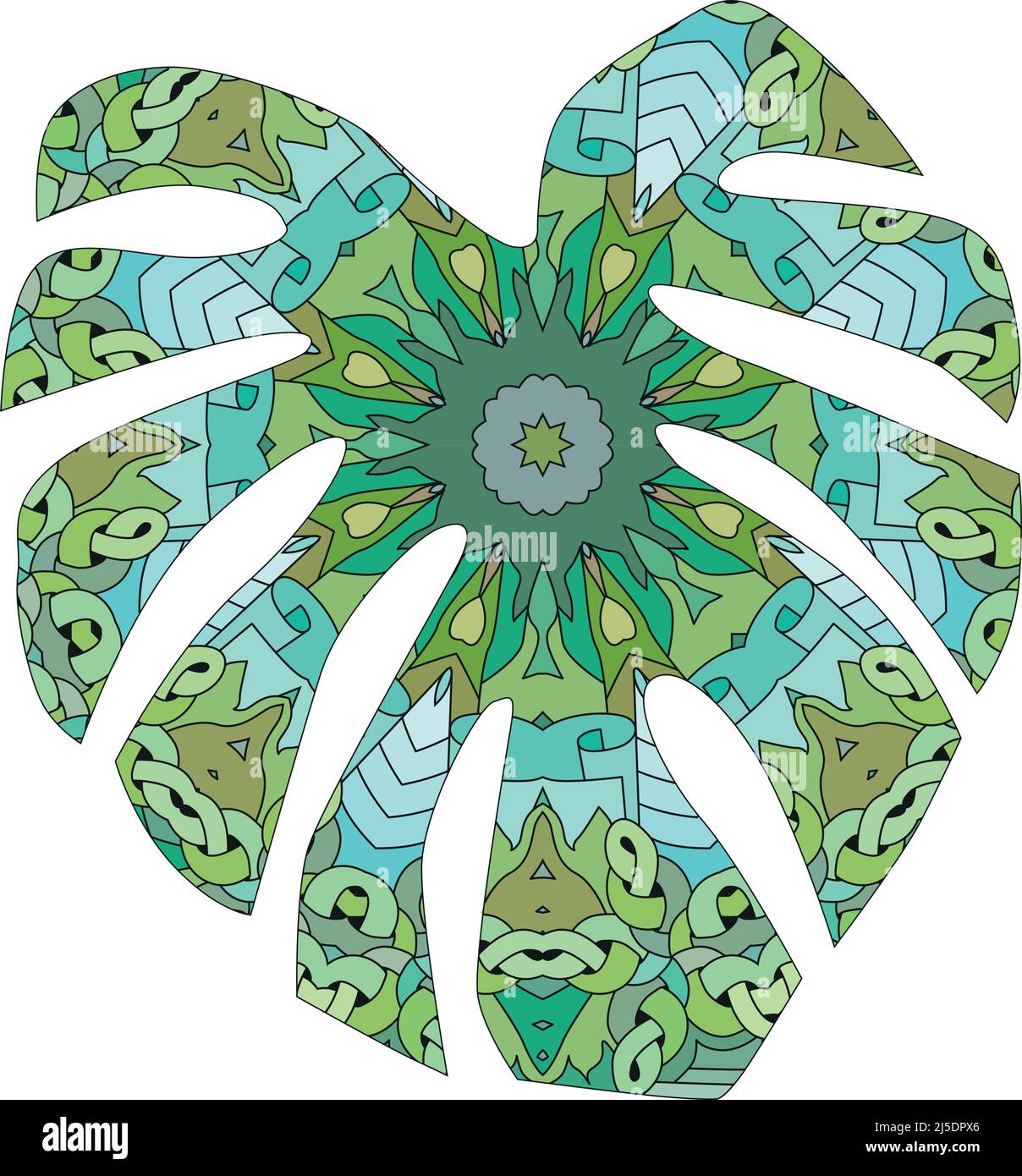Monstera zentangle styled with clean lines for t-shirt design, tattoo ...
