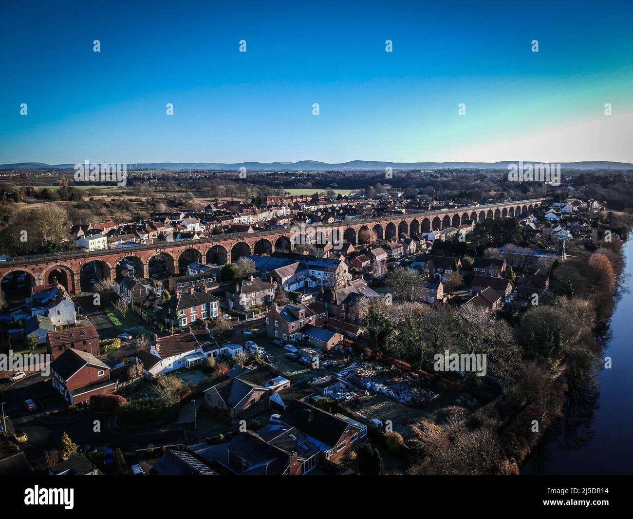An aerial view of Yarm in the Northeast of England. Yarm sits next to ...