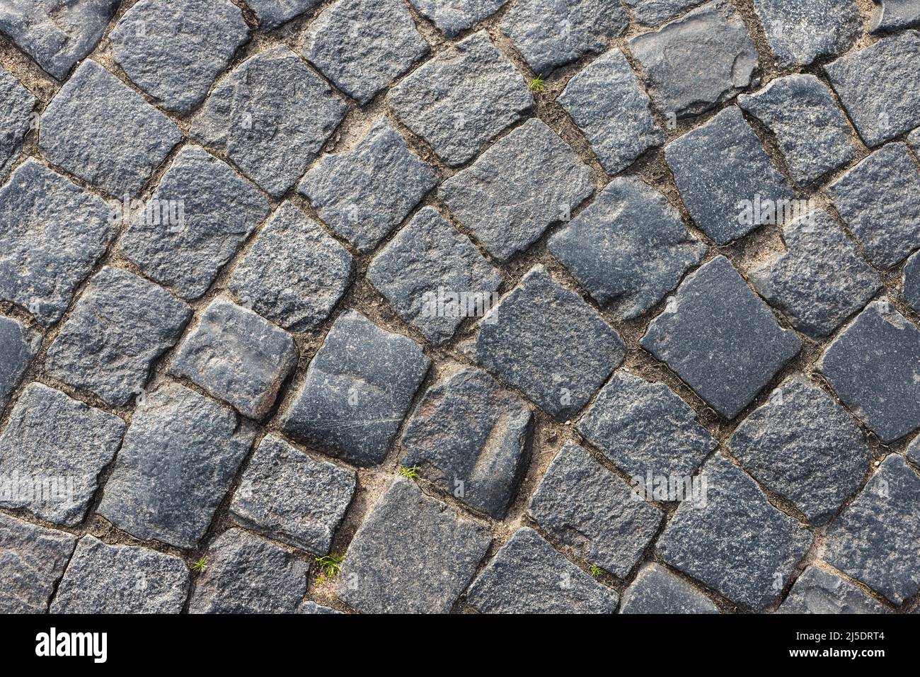 Gray cobblestone street pavement with round pattern, top view, urban ...