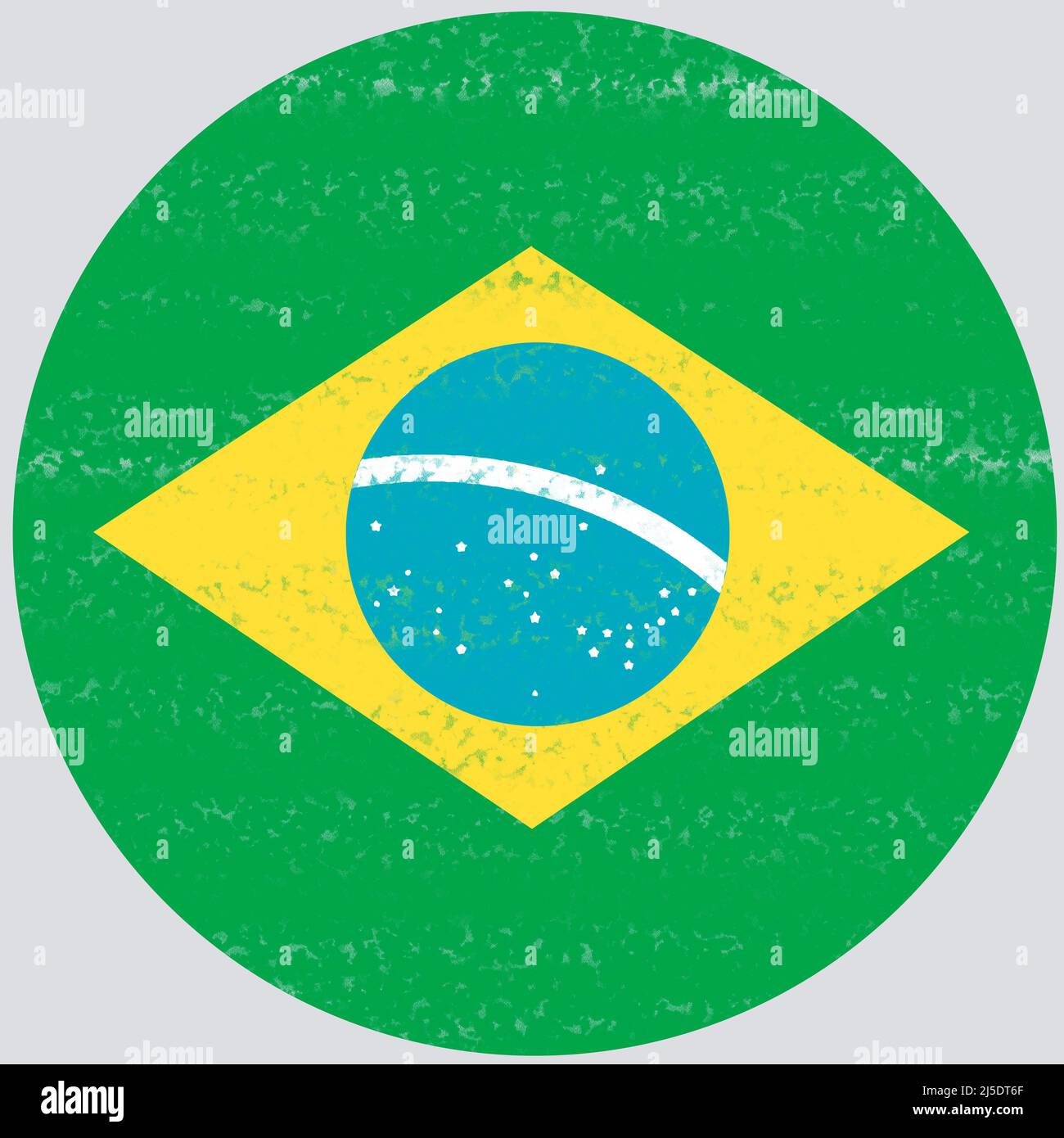 Illustration with brushstroke effect of the flag of Brazil in circular ...