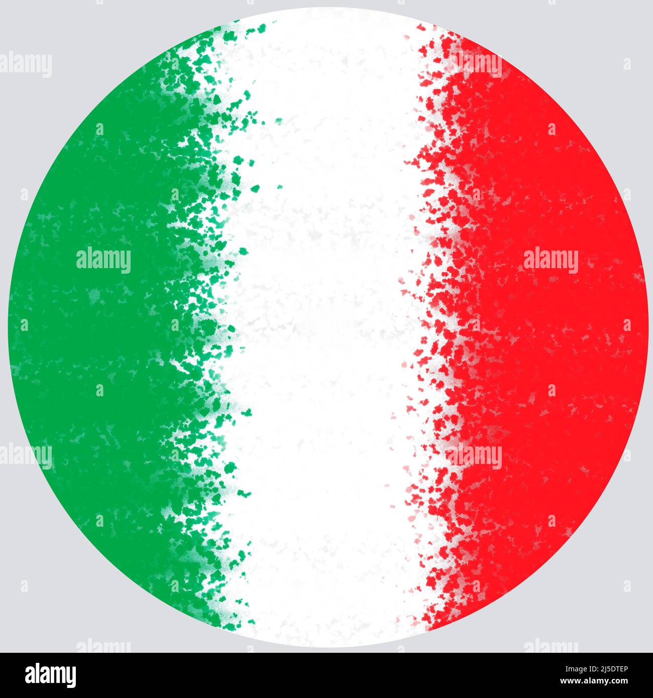 Illustration with brushstroke effect of the flag of Italy in circular ...