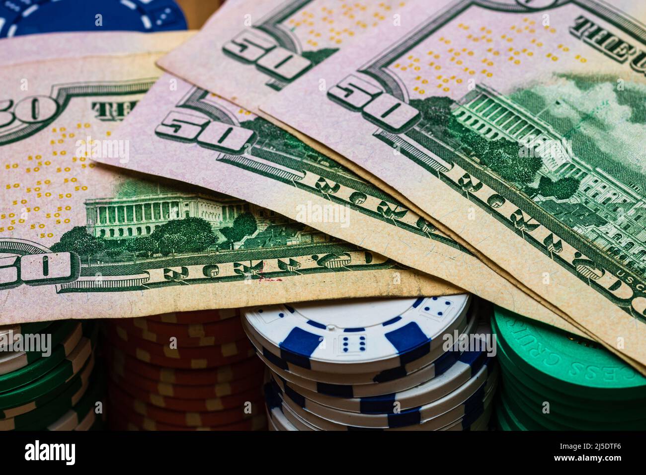 Poker casino chips and money close up. Casino concept, risk, chance ...