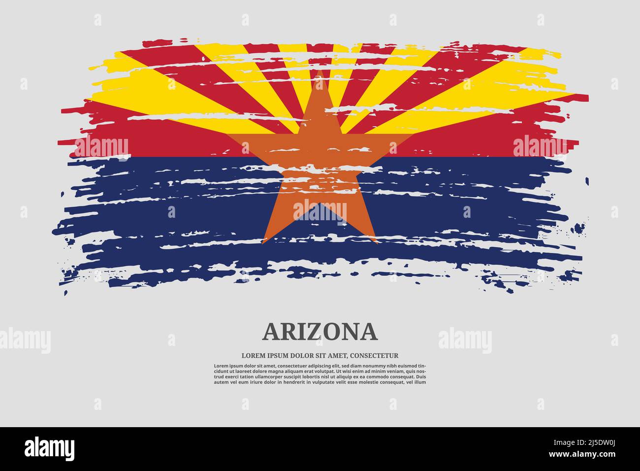 Arizona US flag with brush stroke effect and information text poster ...