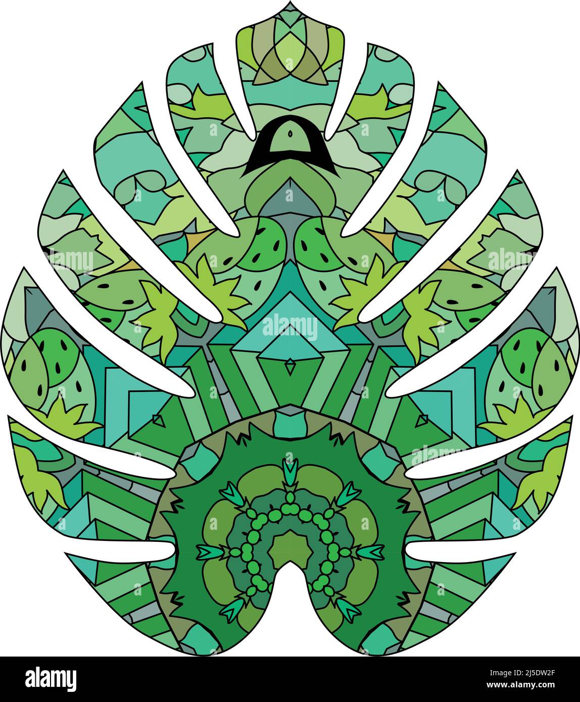 Monstera zentangle styled with clean lines for t-shirt design, tattoo ...