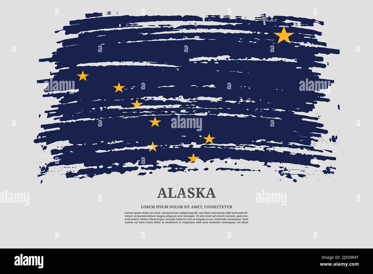 Alaska US flag with brush stroke effect and information text poster ...