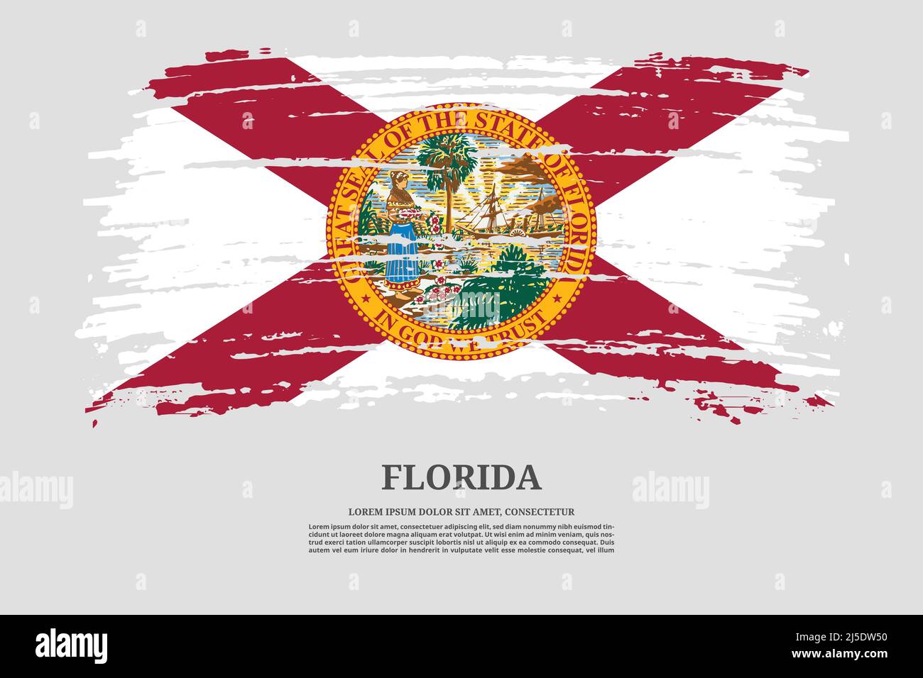 Florida US flag with brush stroke effect and information text poster, vector background Stock ...