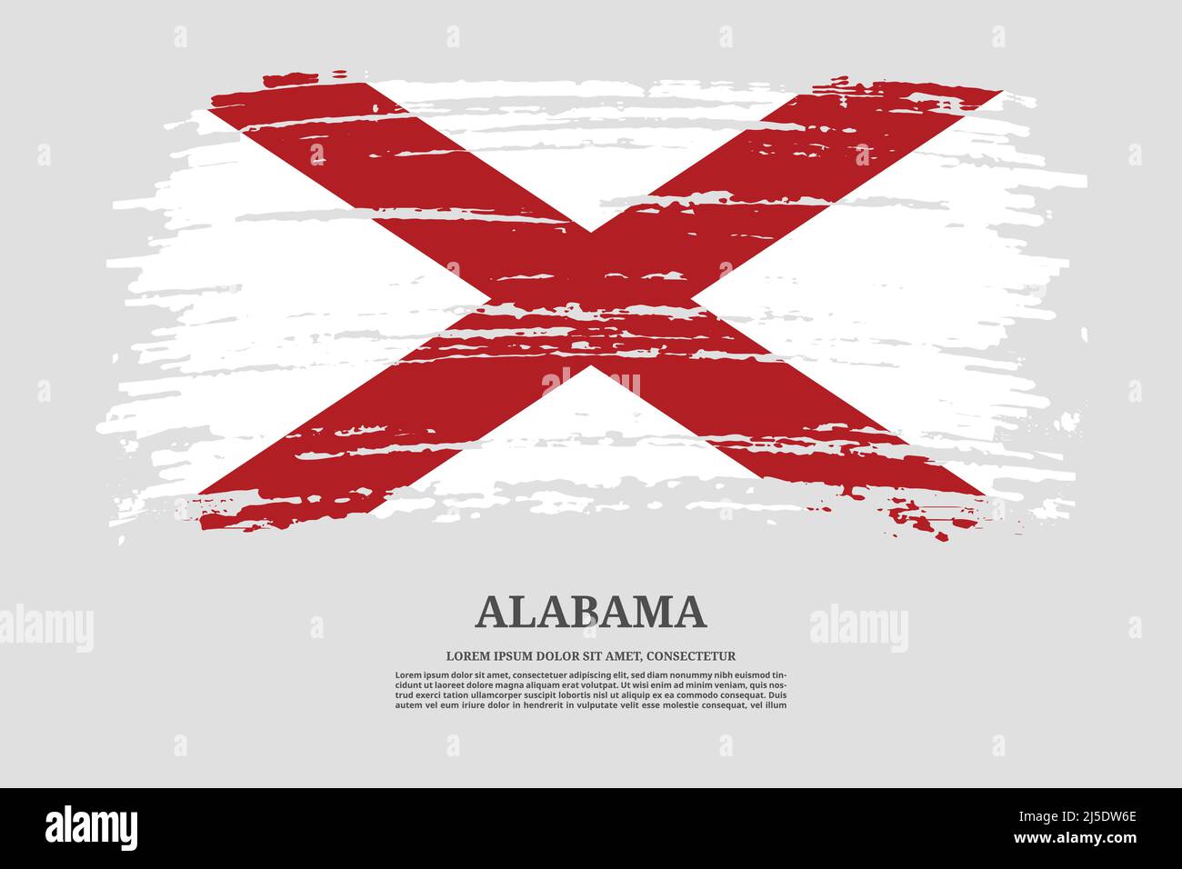 Alabama US flag with brush stroke effect and information text poster ...