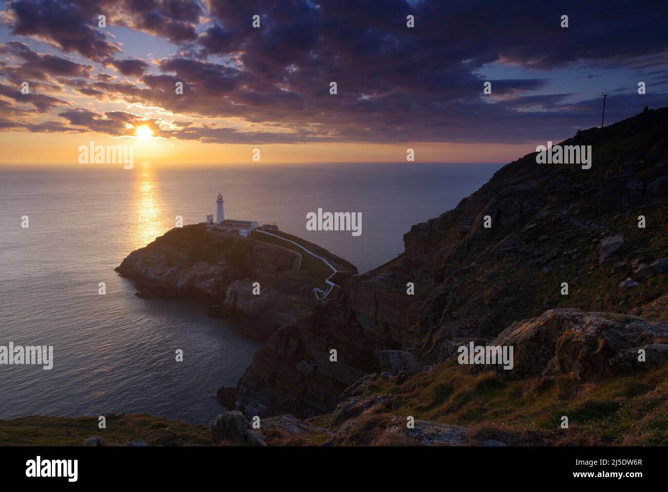 South Stack Lighthouse at Sunset Stock Photo - Alamy