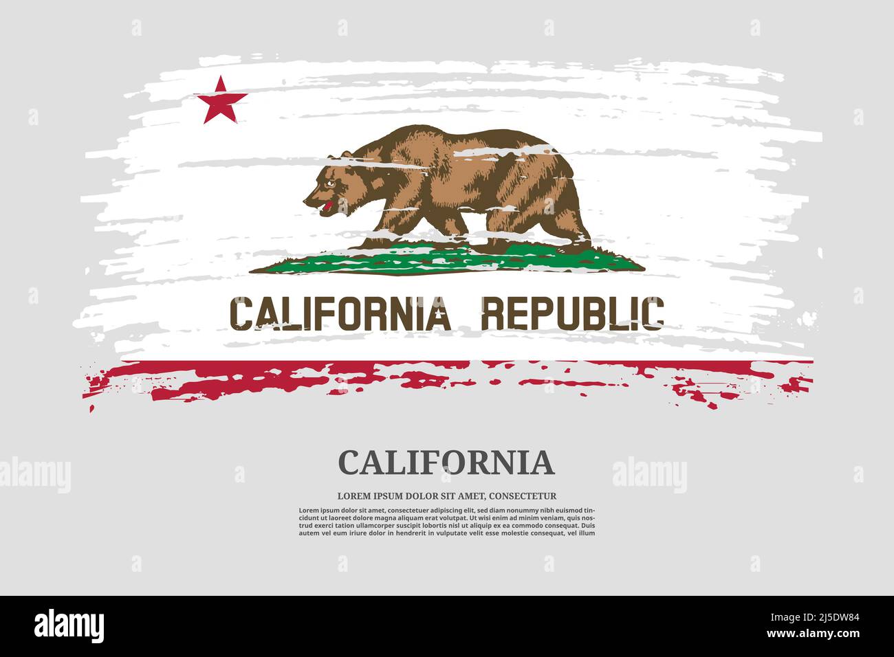 California US flag with brush stroke effect and information text poster ...