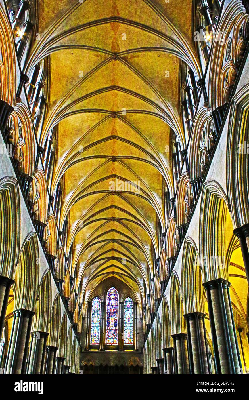The interior of Salisbury Anglican Cathedral, Wiltshire, England, UK ...