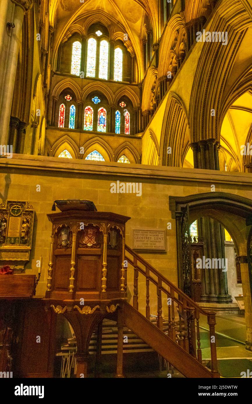 The interior of Salisbury Anglican Cathedral, Wiltshire, England, UK ...