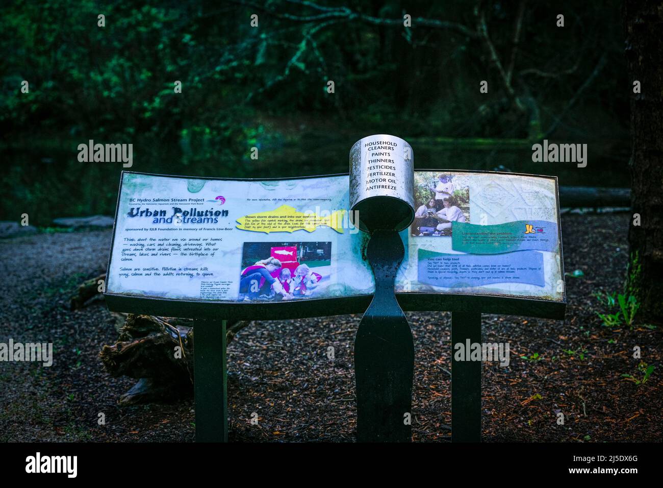 Stream pollution awareness sign Stock Photo - Alamy