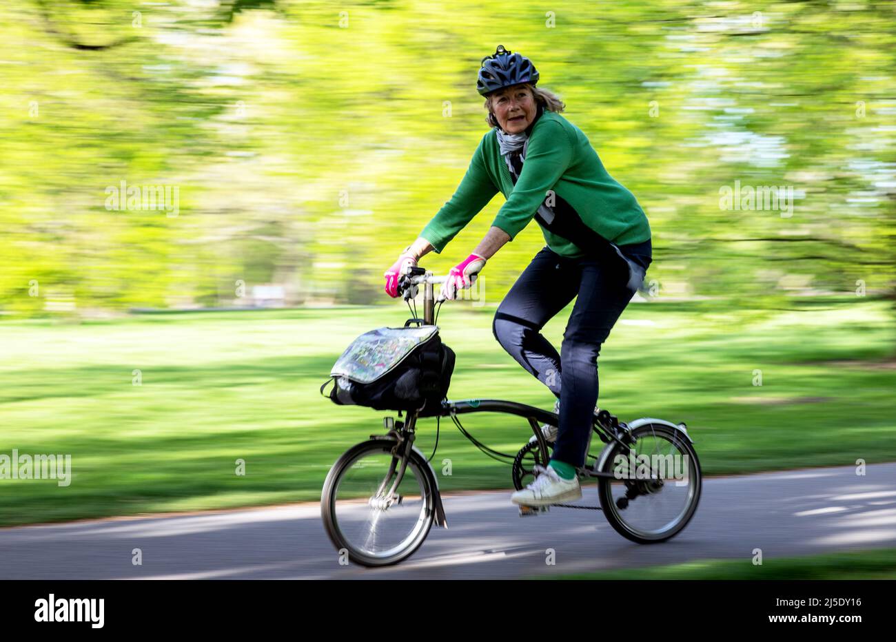 A Person Cycling In Hyde Park in The Spring Sunshine London Uk Stock ...
