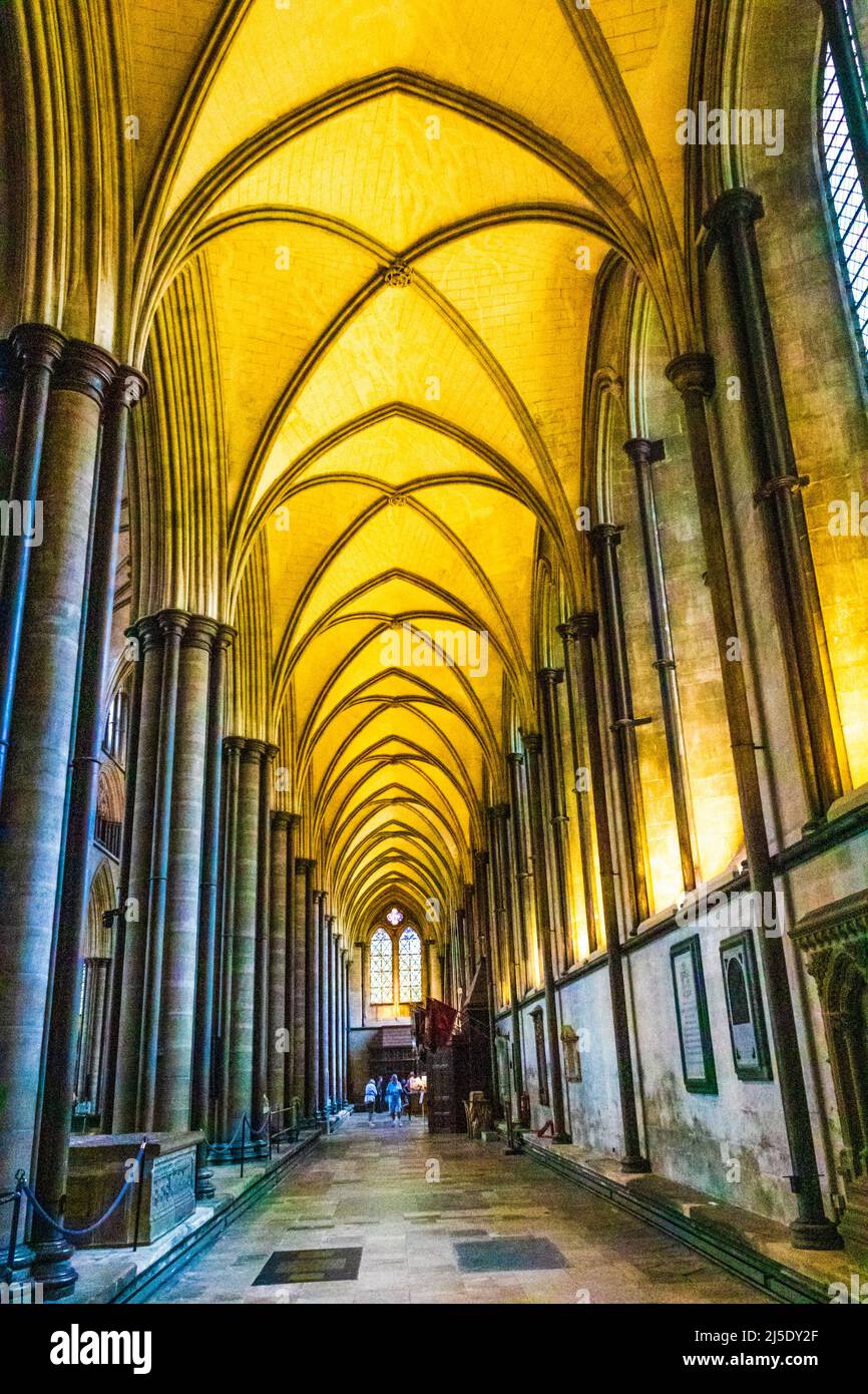 The interior of Salisbury Anglican Cathedral, Wiltshire, England, UK ...