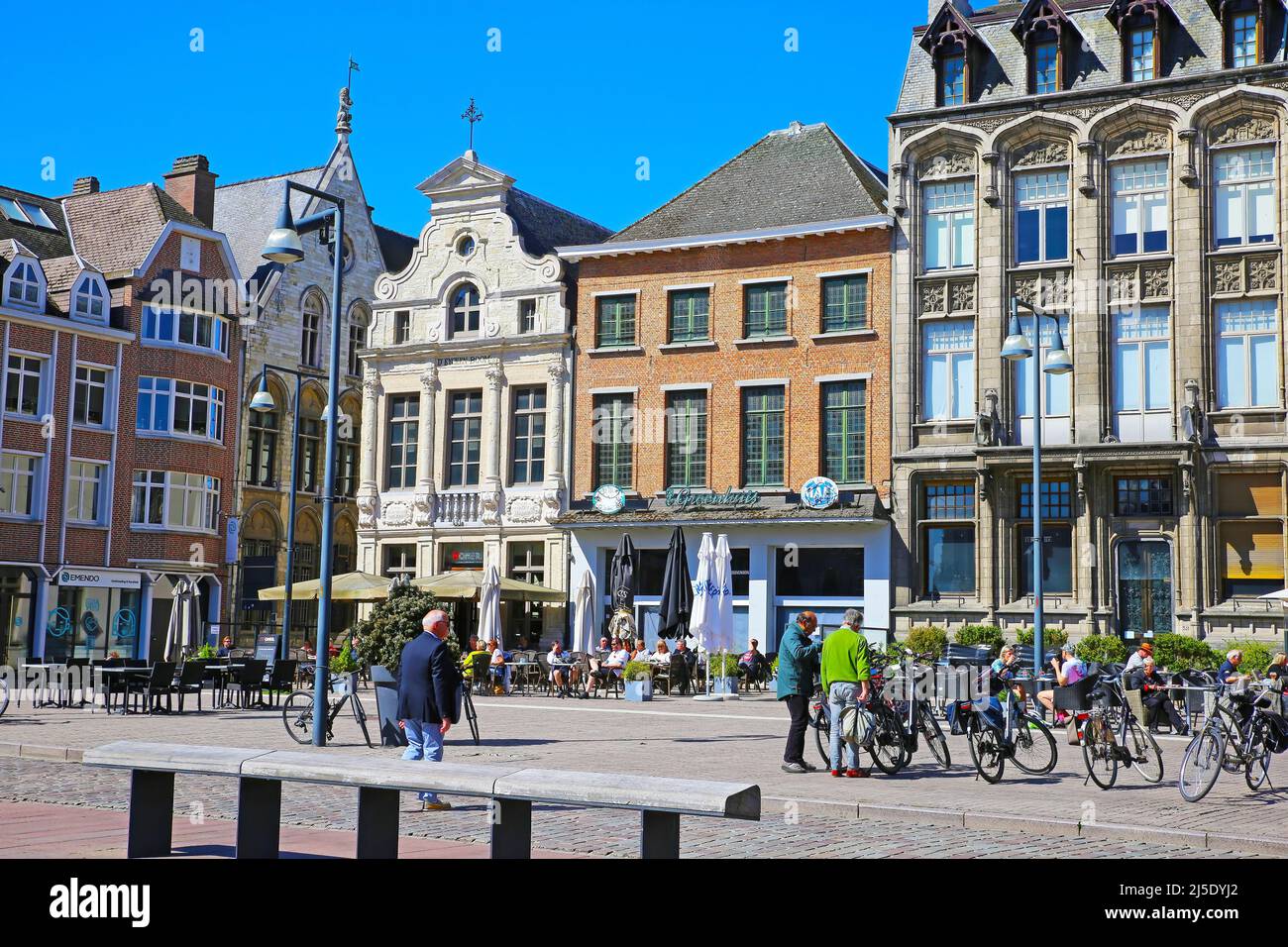 Lier (grote markt), Belgium - April 9. 2022: View over market square on ...