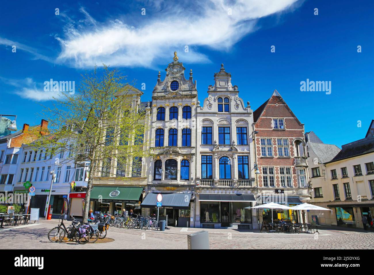 Lier (grote markt), Belgium - April 9. 2022: View over market square on ...