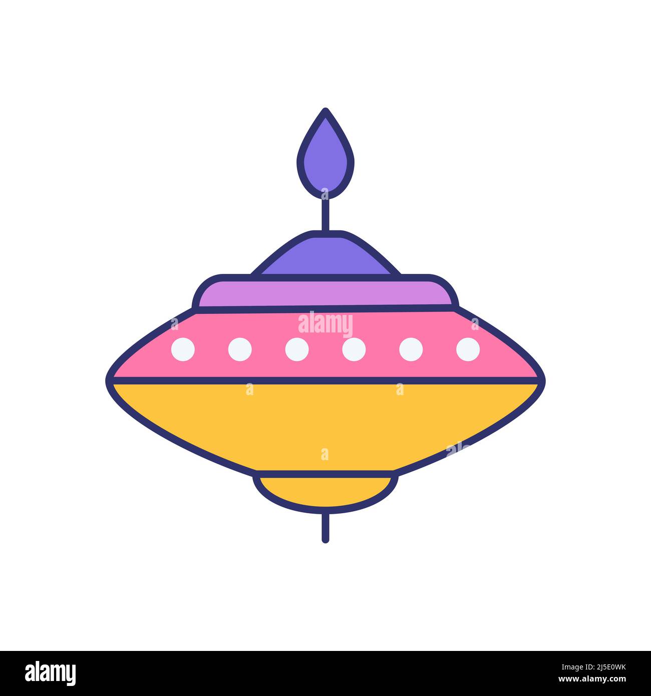 Vector illustration of cartoon spinning top toy on white background ...