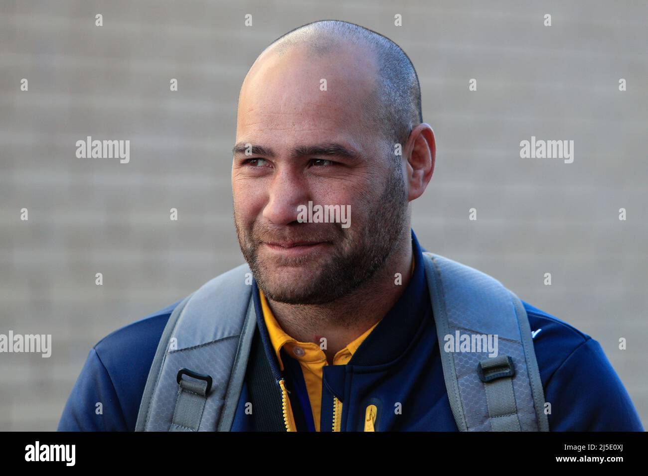 Bodene Thompson (19) of Leeds Rhinos arrives at Headingley Stadium ...