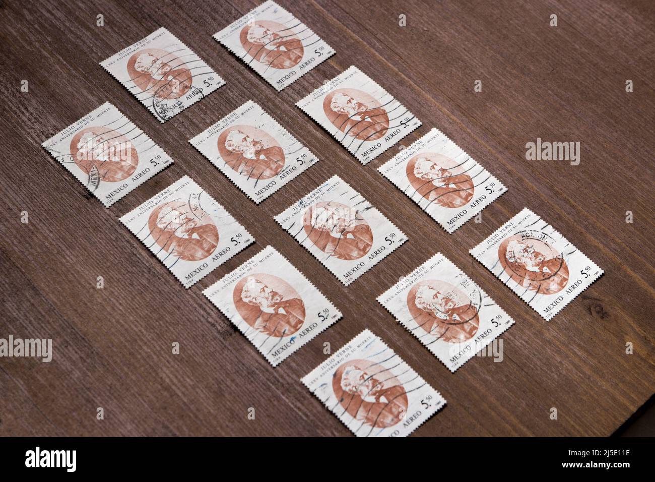 Several of postage stamps with the Portrait of Jules Verne, french ...