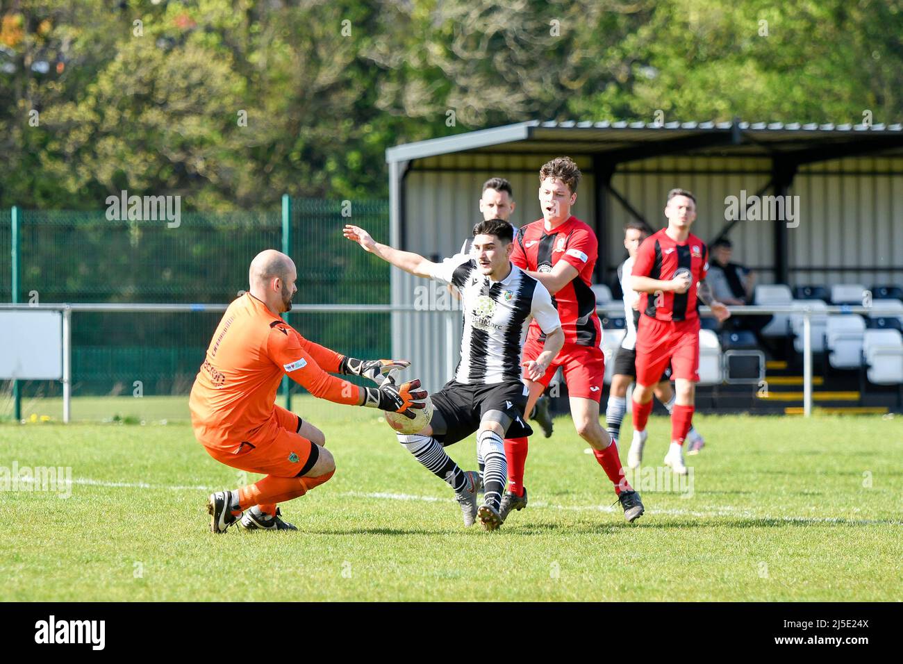 Pontardawe, Wales. 16 April 2022. Goalkeeper Steven Reeve of Pontardawe ...