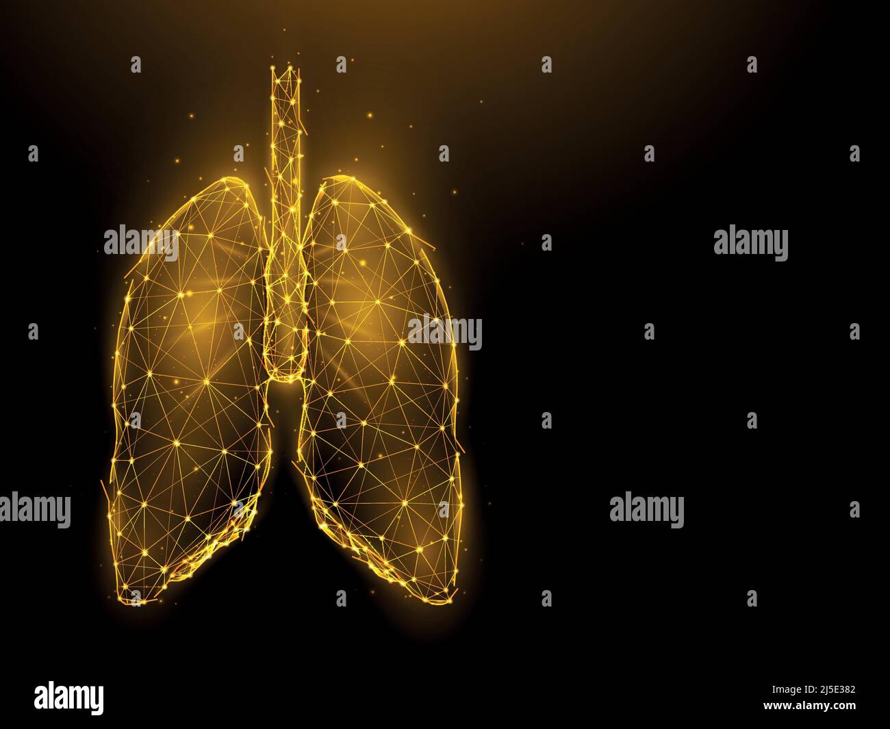 Abstraction polygonal illustration of human lungs on a dark background ...