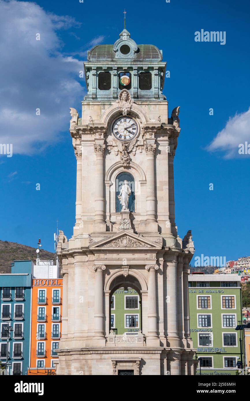 Monumental Clock Tower on Central Square. Aerial View of Pachuca ...