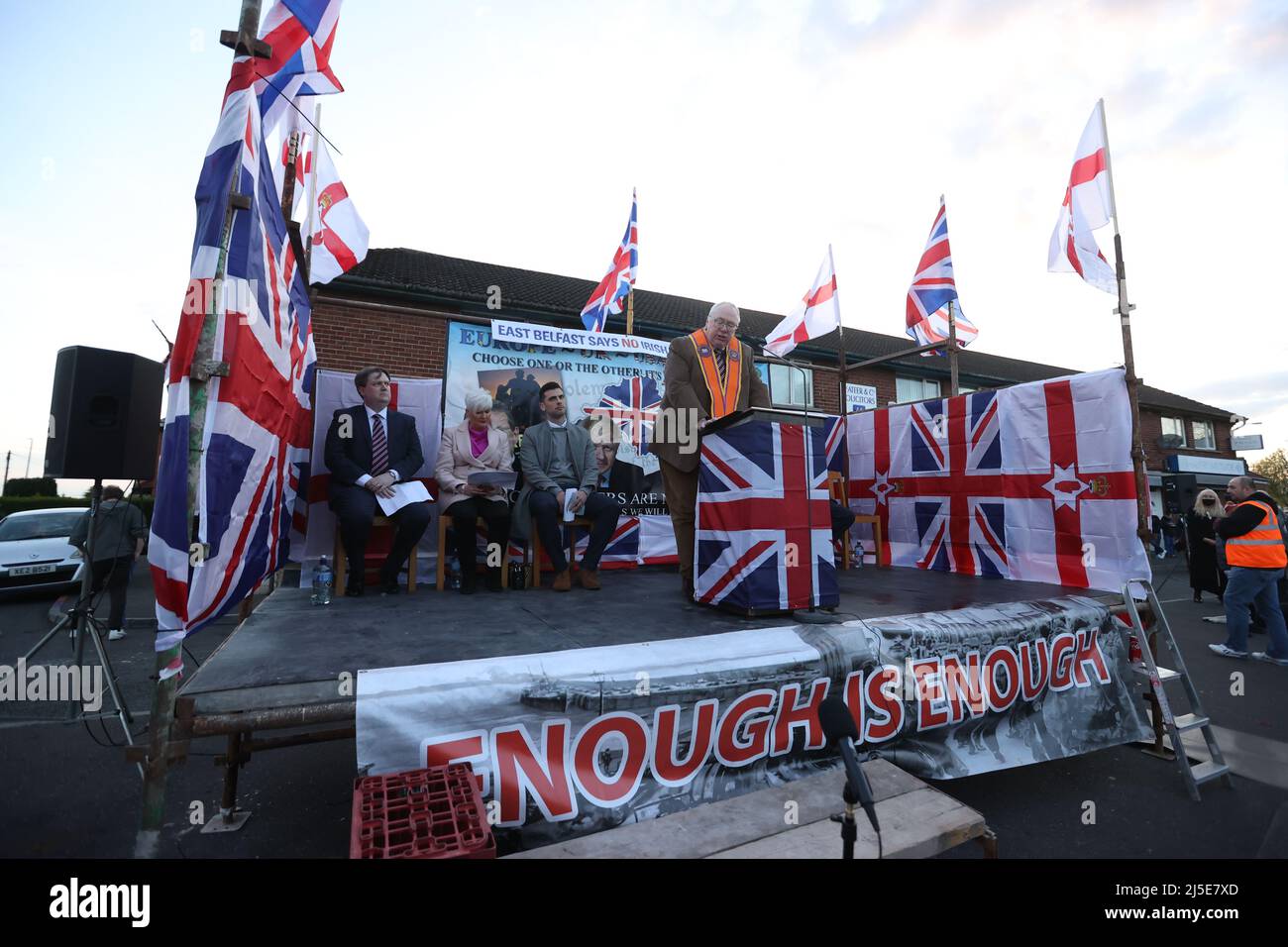 Mervyn Gibson of the Orange Order speaking during an anti Northern ...