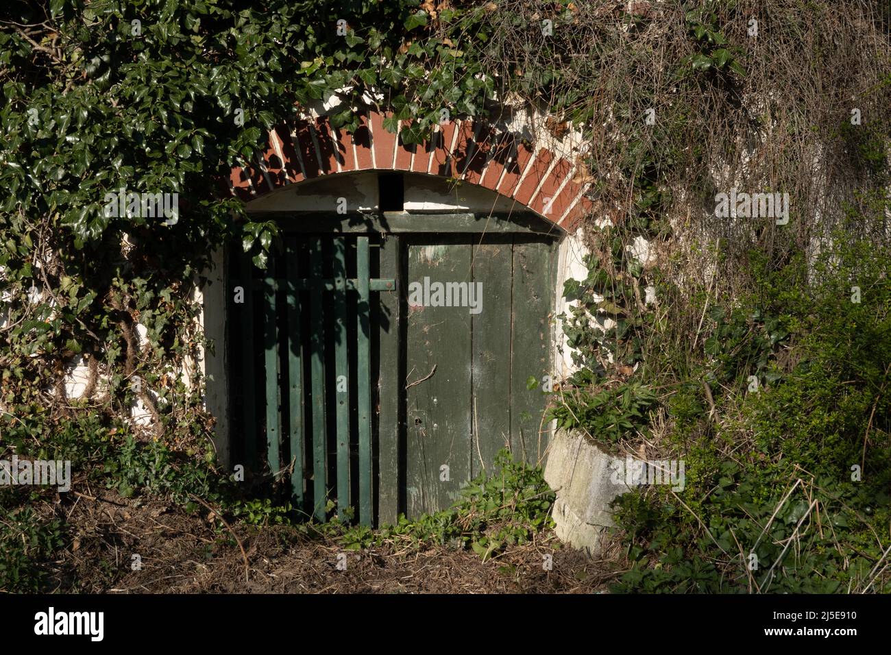 hiking through a wine cellar alley in Lower Austria Stock Photo - Alamy