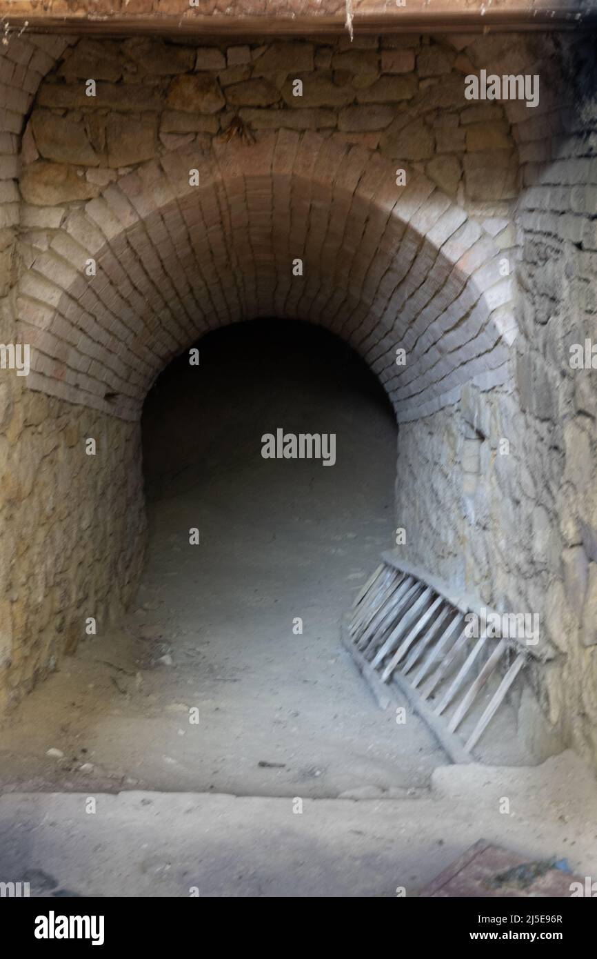hiking through a wine cellar alley in Lower Austria Stock Photo - Alamy