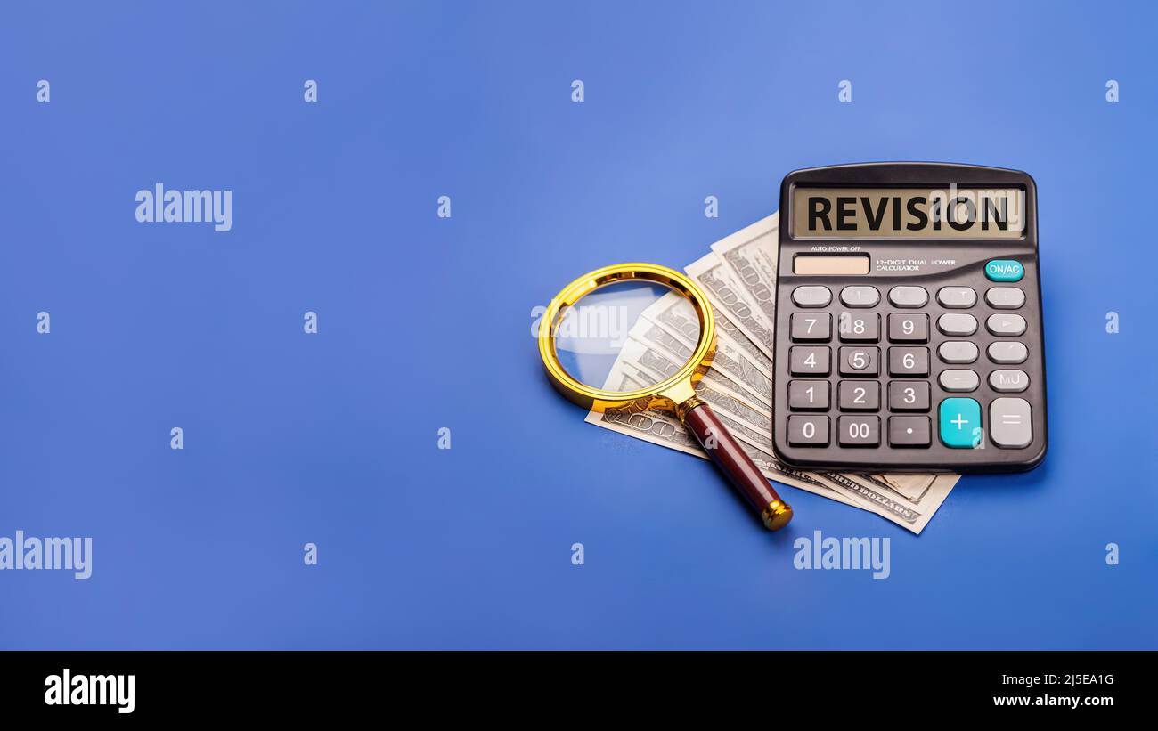 Magnifying glass with the word REVISION. Word writing text Revis Stock ...