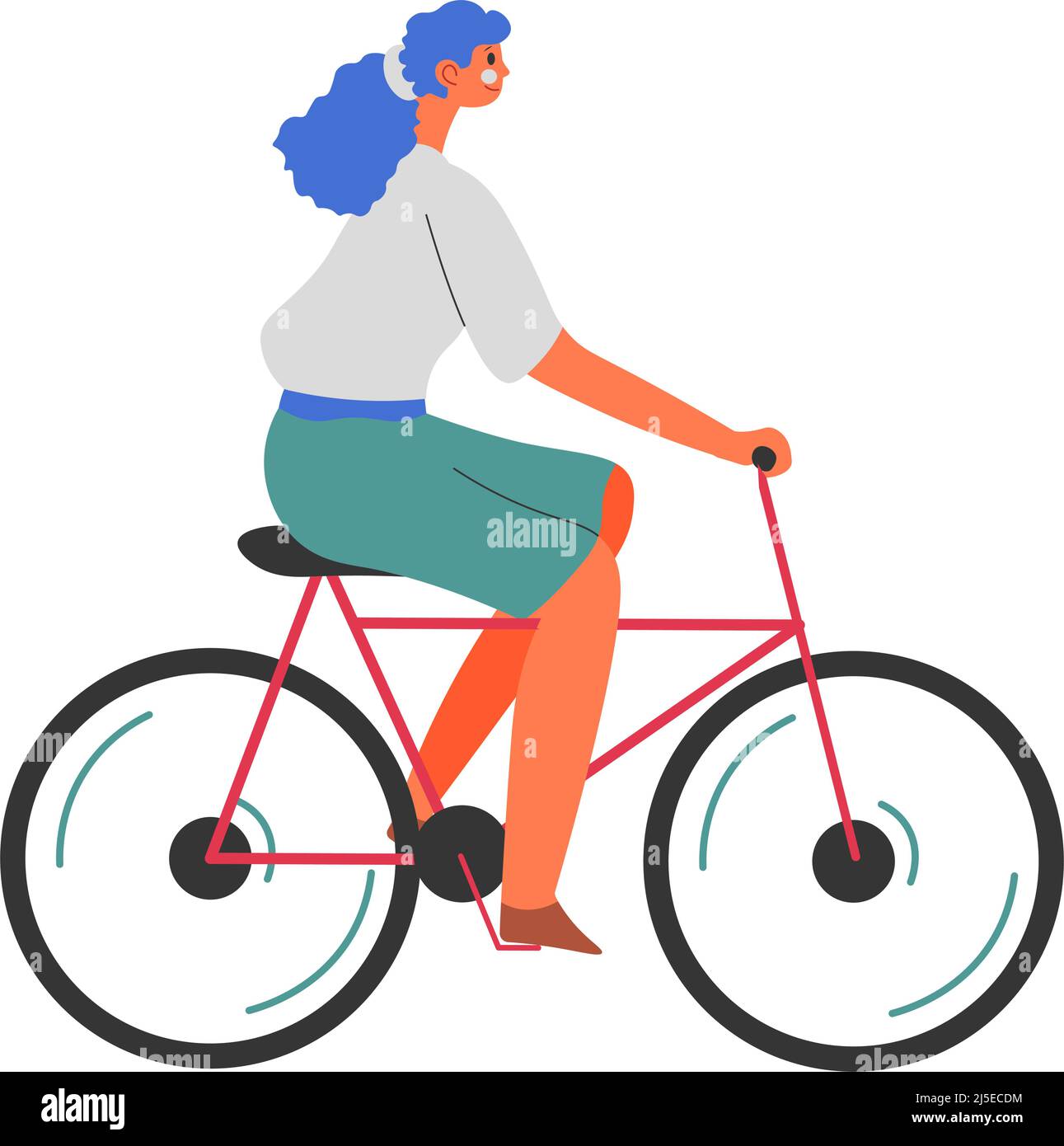 Woman on bicycle, lady riding bike outside vector Stock Vector Image ...