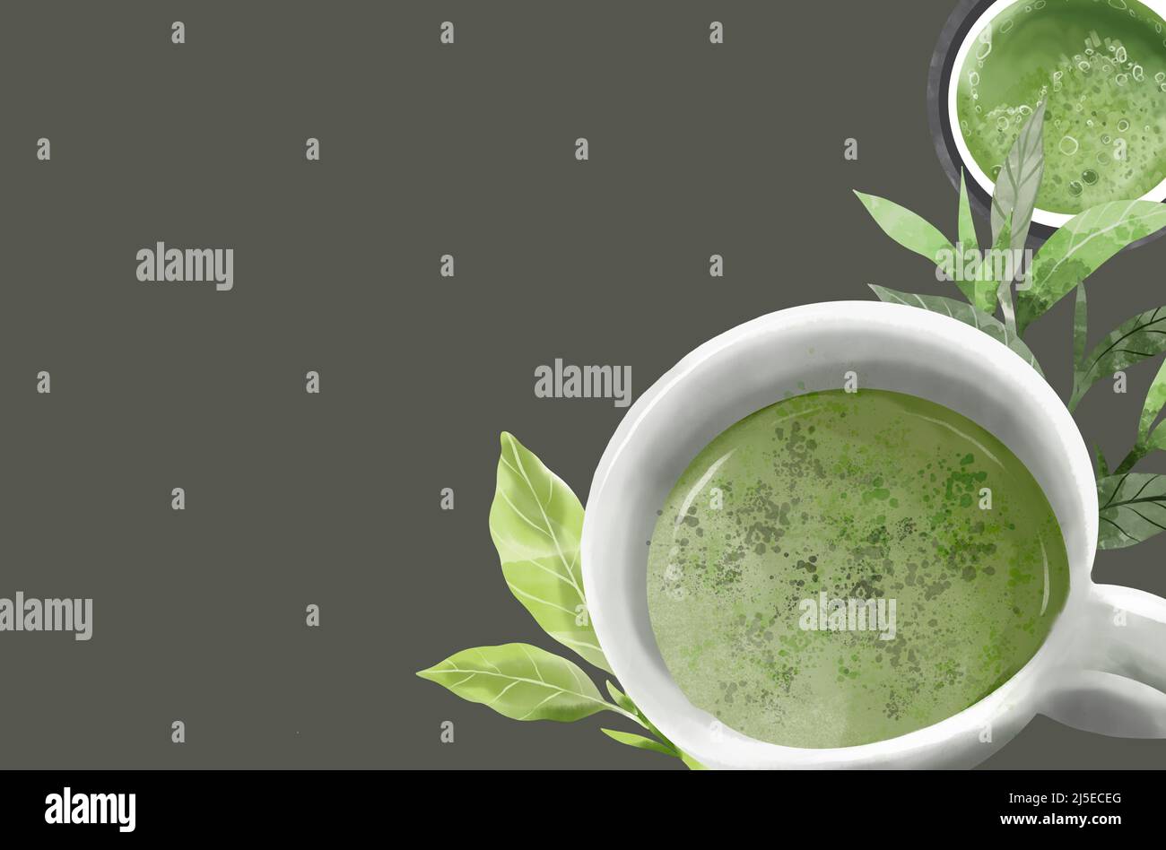 Matcha green tea banner, drink ads poster for cafe, healthy fresh ...