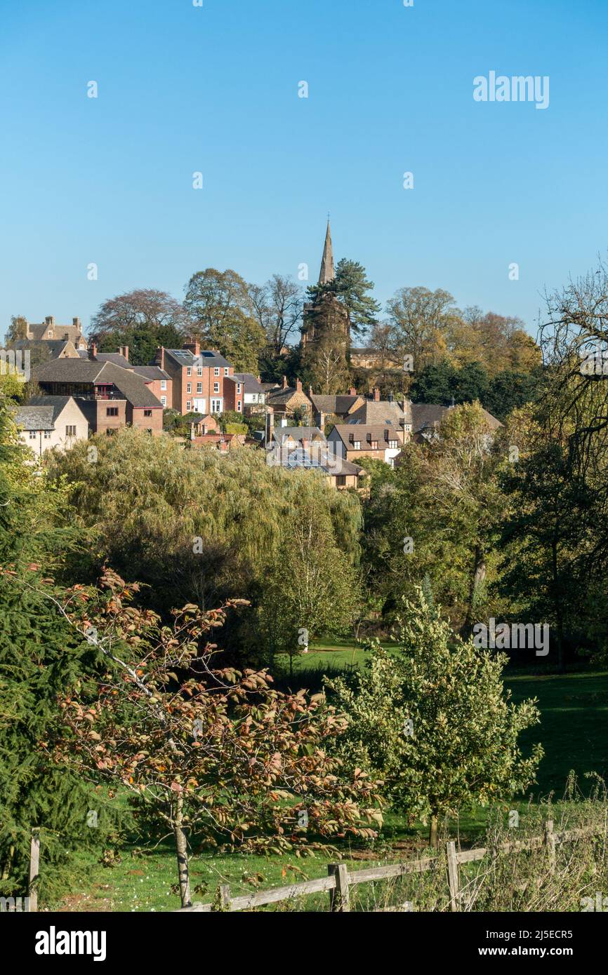 A distant view of the pretty market town of Uppingham in Rutland on the ...