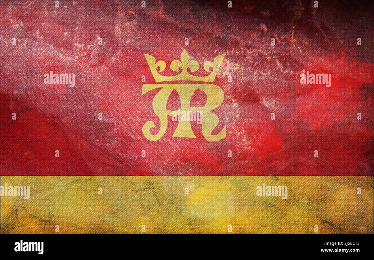 Top view of retro flag Jaslo, Poland with grunge texture. Polish travel ...