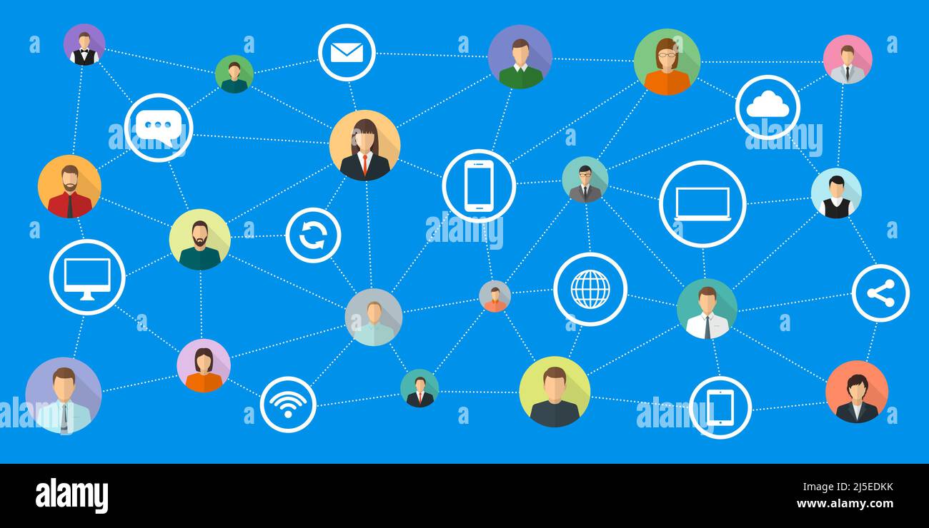 Vector illustration. Communication between people. Networks. Connection ...