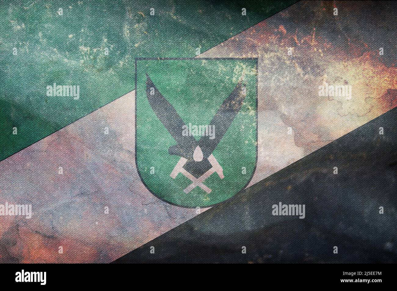 Top view of retro flag Jastrzebie Zdroj, Poland with grunge texture ...