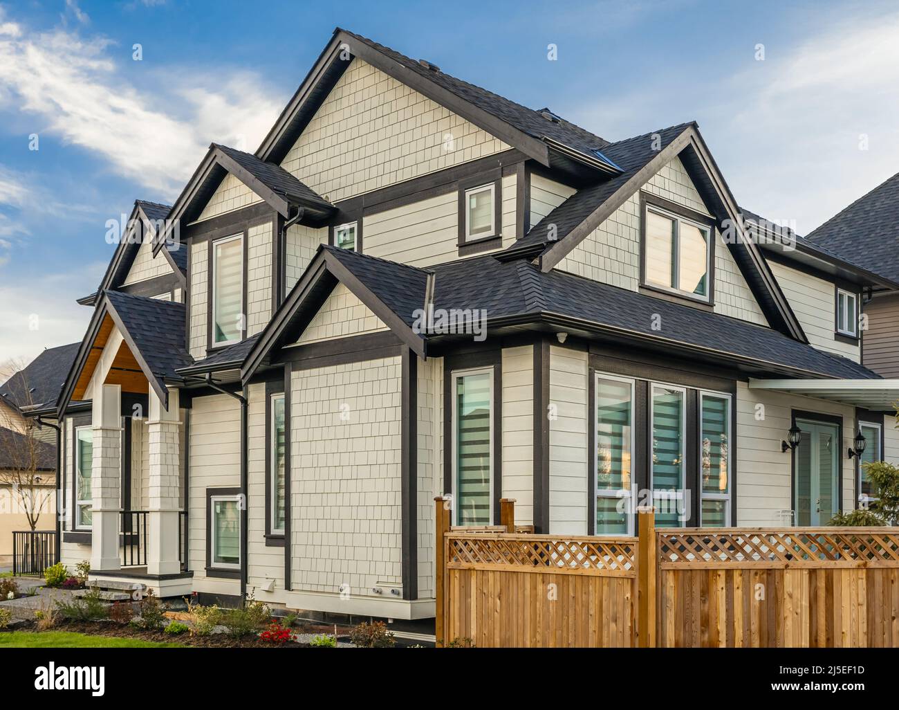 Luxury house in Vancouver, Canada. Big luxury house with a patio Stock ...