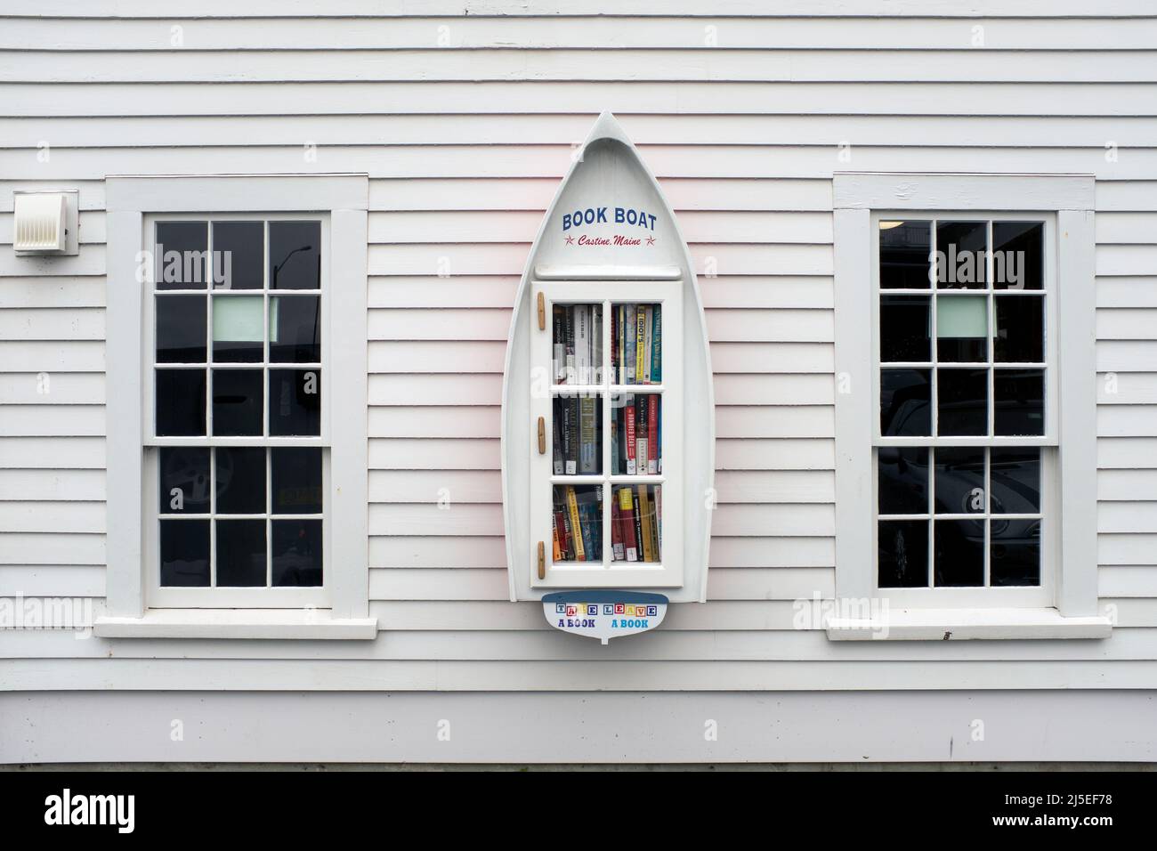 Book Boat, unique free book exchange, Castine, Maine, USA Stock Photo ...