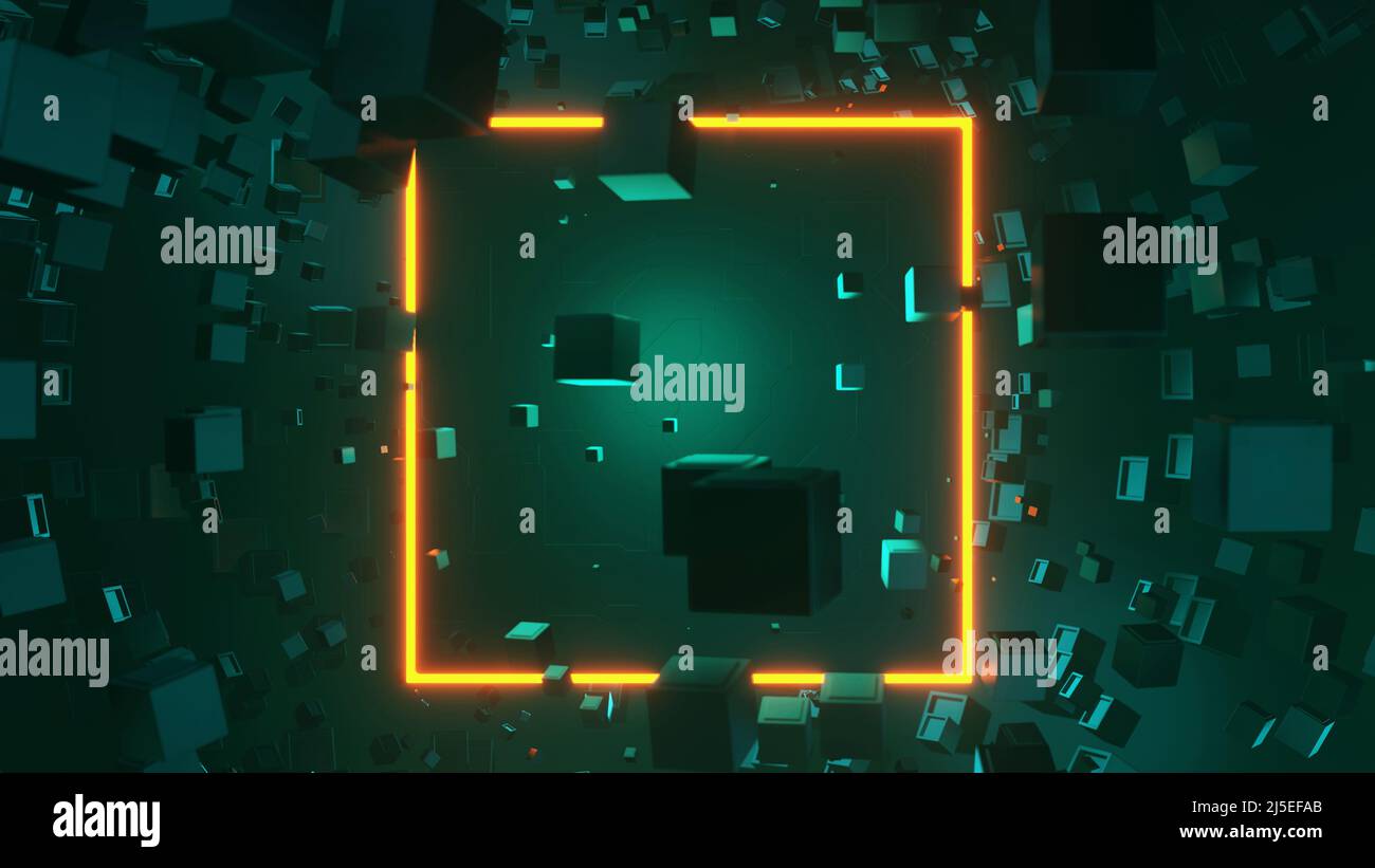 Abstract glowing cubes. 3D render, futuristic, sci-fi, modern design ...