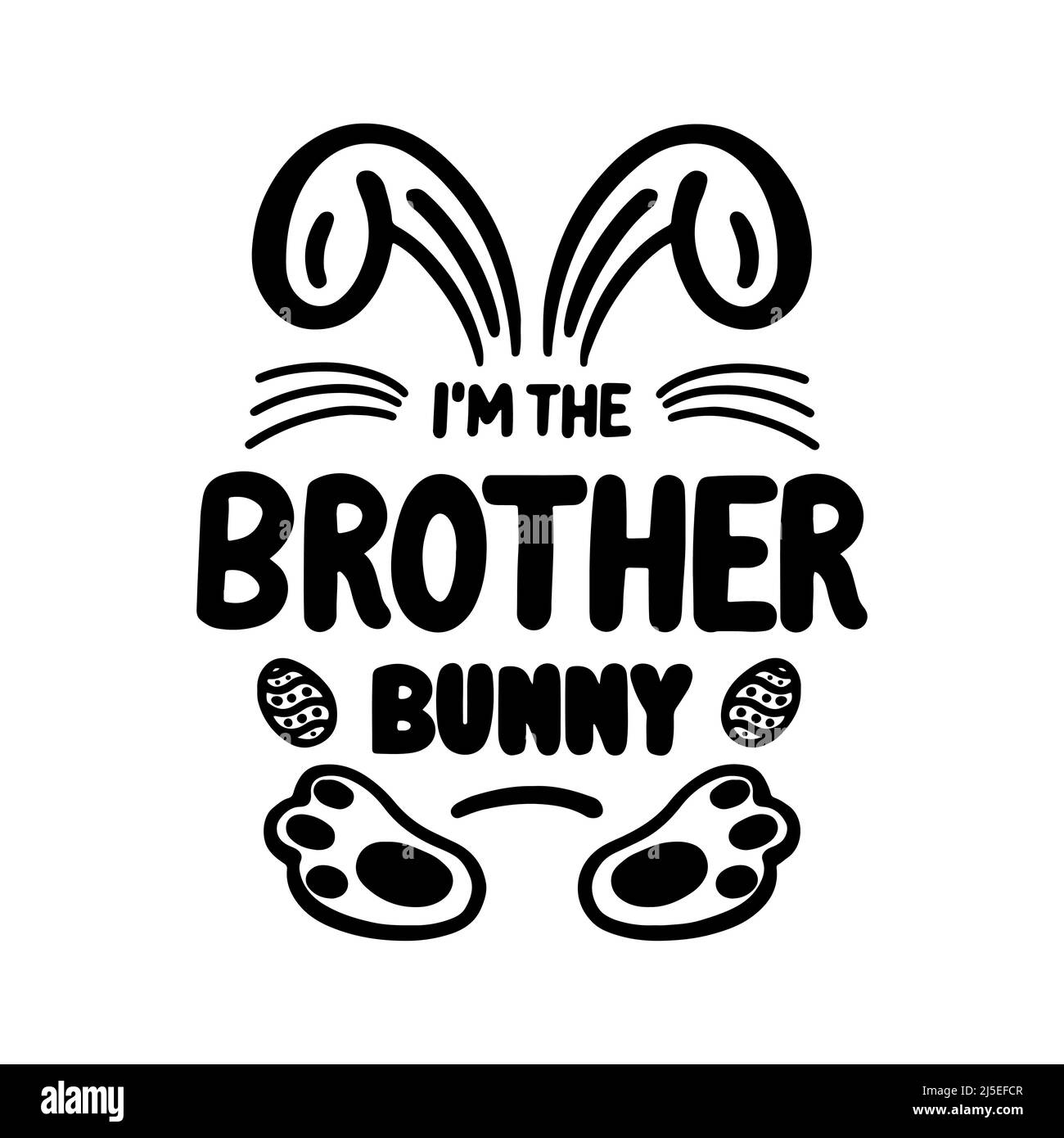 Easter brother bunny lettering greeting card. Hand-drawn lettering ...