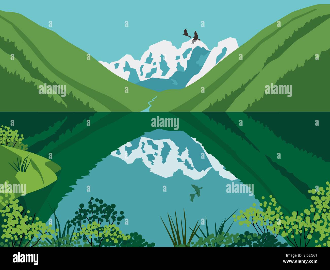 Cartoon Forest Mountain Background