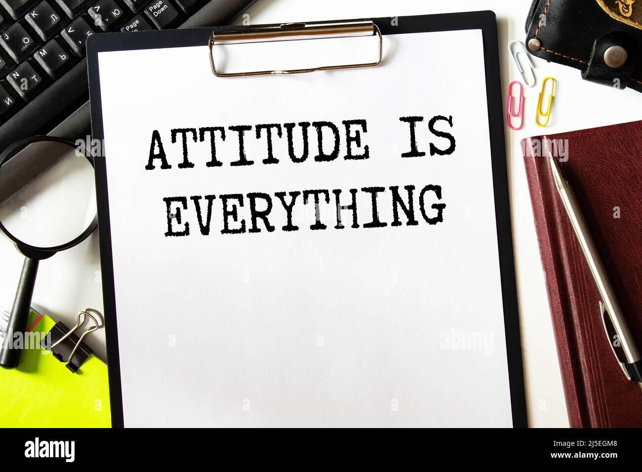 Attitude Is Everything text torn from boxes of paper Stock Photo - Alamy